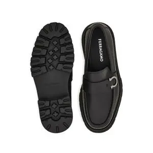 FERRAGAMO Loafers With Raised Stitching And Chunky Rubber Sole - Black