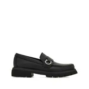 FERRAGAMO Loafers With Raised Stitching And Chunky Rubber Sole - Black