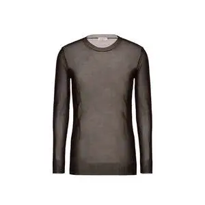 Valentino Garavani S Long Sleeve Semi-transparent Crew Neck Sweater - Brown
