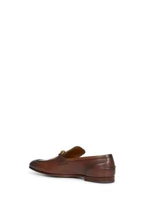 Gucci Dark Brown Leather Jordaan Loafers With Horsebit Detail - Multicolor