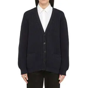 Prada Ribbed Cotton V-neck Cardigan