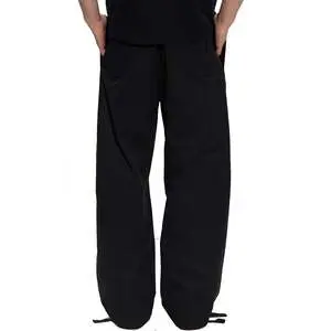 Versace Cotton Drawstring Waist Straight Leg Trousers - Black
