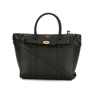 Mulberry Leather Tote Bag With Gold-tone Turn-lock Closure - Black