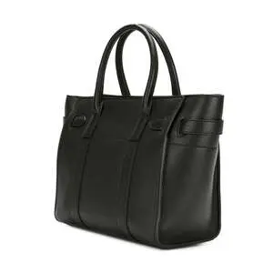 Mulberry Leather Tote Bag With Gold-tone Turn-lock Closure - Black