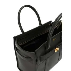 Mulberry Leather Tote Bag With Gold-tone Turn-lock Closure - Black