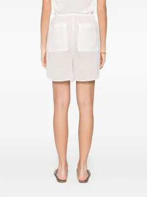 TOTEME White Elasticated Waist Semi-sheer Shorts - Multicolor