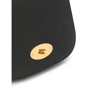 Mulberry Leather Satchel With Twist-lock Closure - Black