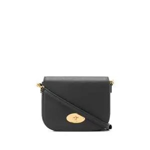 Mulberry Leather Satchel With Twist-lock Closure - Black