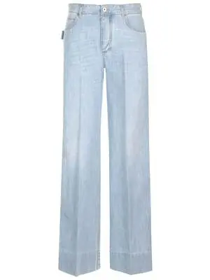 Bottega Veneta Light Bleach Denim Wide Leg Pants - Blue