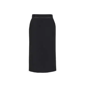 Fendi Virgin Wool Grain De Poud Skirt With Waist Logo Band