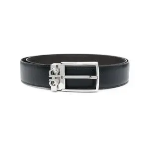 FERRAGAMO Calfskin Leather Belt With Logo Buckle - Black