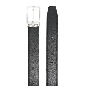 FERRAGAMO Calfskin Leather Belt With Logo Buckle - Black