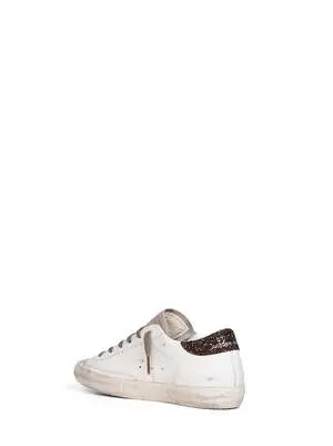 GOLDEN GOOSE Milk Leather Super-star" Sneakers With Glitter Accents - Multicolor