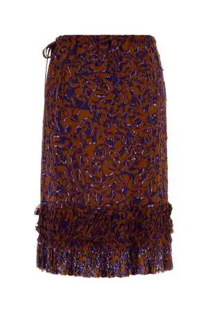 Dries Van Noten Printed Viscose Skirt With Ruffle Hem - Multicolor