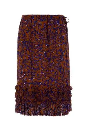 Dries Van Noten Printed Viscose Skirt With Ruffle Hem - Multicolor