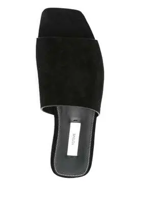 TOTEME Black Velvet Flat Sandals - Multicolor