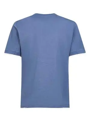 Brunello Cucinelli Light Blue Cotton Faux Layering T-shirt