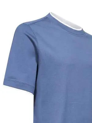 Brunello Cucinelli Light Blue Cotton Faux Layering T-shirt