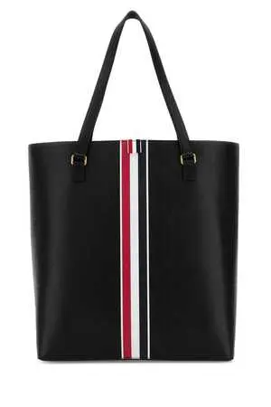 Thom Browne Calf Full Grain Leather Shopping Bag - Black