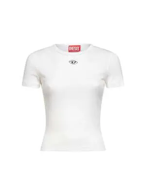 DIESEL® DIESEL Ribbed Stretch Jersey T-Shirt With Oval D Logo Multicolor