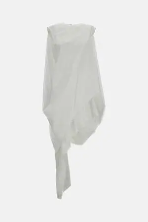 Jacquemus La Robe Traversin Courte" Maxi Dress In White Textured Sheer Cotton Poplin