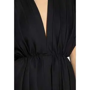 Gucci Pleated V-neck Wool Dress