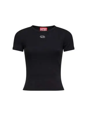 DIESEL® DIESEL Ribbed Stretch Jersey T-Shirt With Oval D Logo Multicolor