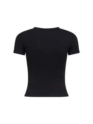DIESEL® Ribbed Stretch Jersey T-shirt With Oval D Logo - Multicolor