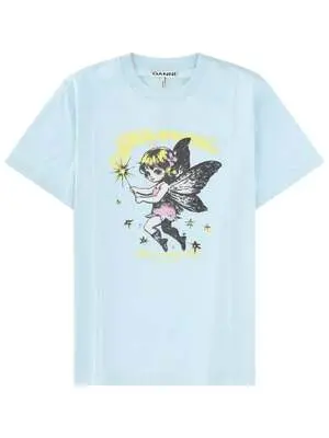 GANNI Printed Cotton T-shirt - White