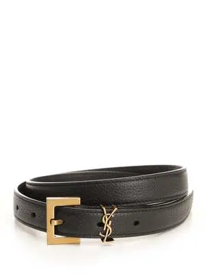 Saint Laurent Cassandre Thin Belt - Black