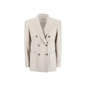 Max Mara Fred Jacket: Cashmere Blend Double-breasted Blazer - Cream