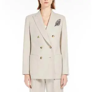 Max Mara Fred Jacket: Cashmere Blend Double-breasted Blazer - Cream