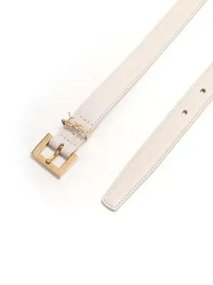 Saint Laurent Cassandre Thin Belt - White