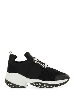 ROGER VIVIER Viv' Run Fabric Embellished Sneakers - Black
