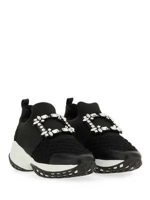ROGER VIVIER Viv' Run Fabric Embellished Sneakers - Black