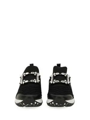 ROGER VIVIER Viv' Run Fabric Embellished Sneakers - Black