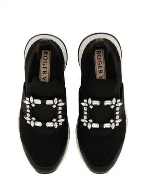 ROGER VIVIER Viv' Run Fabric Embellished Sneakers - Black