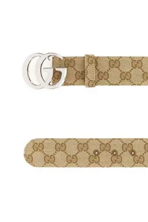 Gucci Gg Monogrammed Fabric Belt With Silver Tone Buckle - Multicolor