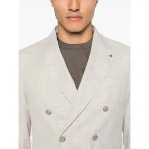Tagliatore Double-breasted Peak Lapel Jacket - Cream