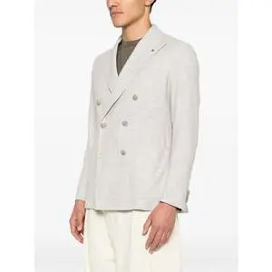 Tagliatore Double-breasted Peak Lapel Jacket - Cream
