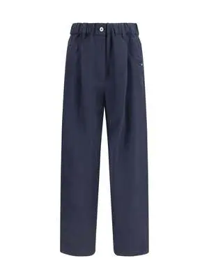 Brunello Cucinelli Mixed Linen Pants - Blue