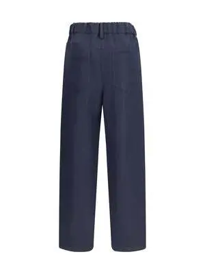 Brunello Cucinelli Mixed Linen Pants - Blue