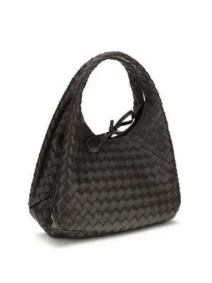Bottega Veneta Campana Shoulder Bag In Woven Intrecciato Leather - Brown