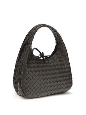Bottega Veneta Campana Shoulder Bag In Woven Intrecciato Leather - Brown