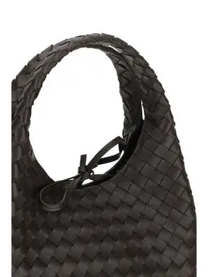 Bottega Veneta Campana Shoulder Bag In Woven Intrecciato Leather - Brown