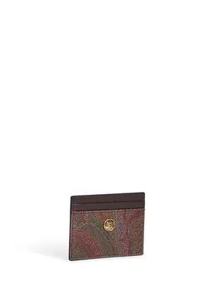 Etro Brown Paisley Card Holder With Coin