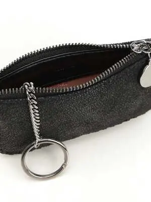 Stella McCartney Falabella Zip Around Card Holder Keychain - Black