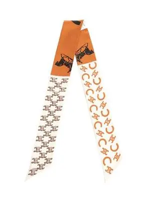 Celine Silk Twill Lavallière Scarf With Triomphe Print - Multicolor