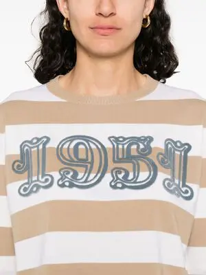 Max Mara Striped Wool Crew Neck Long Sleeve Sweater - Multicolor