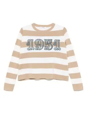 Max Mara Max Mara Striped Wool Crew Neck Long Sleeve Sweater Multicolor